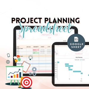 Project Planner Template: Google Sheets Project Tracker (digital ...