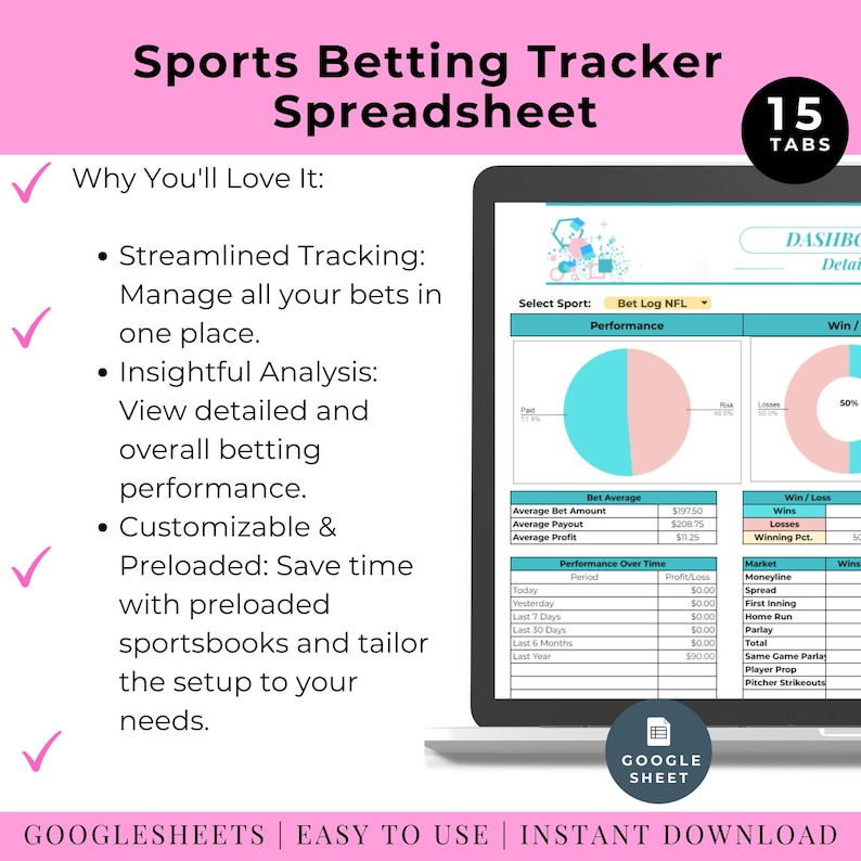 Sports Betting Spreadsheet Google Sheets Dashboard Template Simple Log ...
