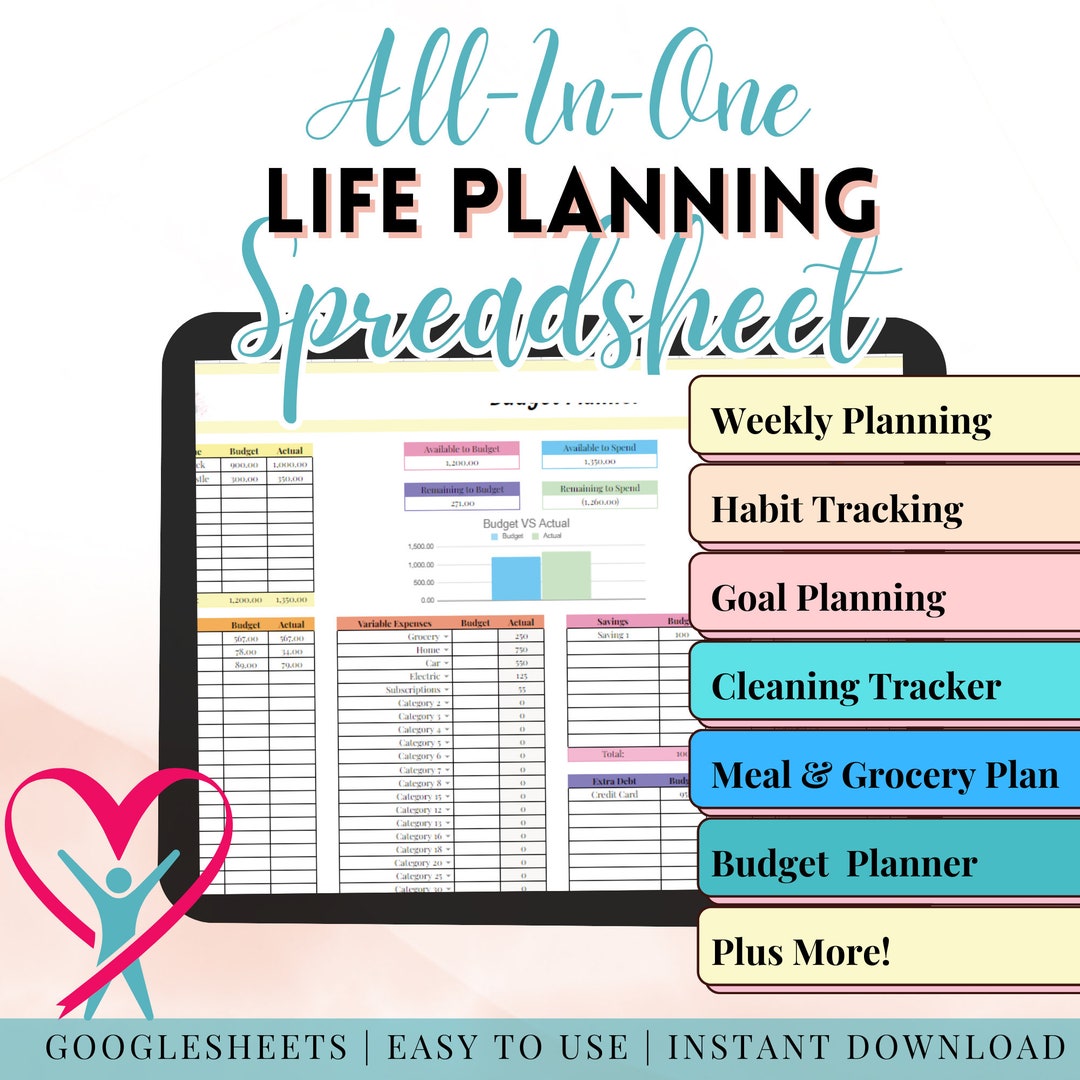 All-in-one Life Planner Spreadsheet: Weekly, Habit & Goal Tracking ...