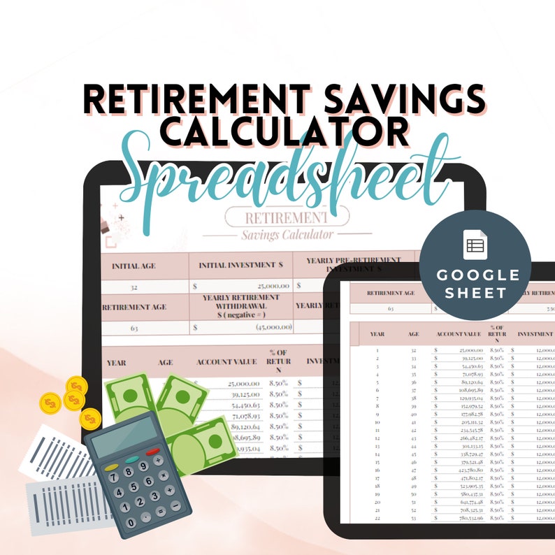 Retirement Savings Planner Google Sheets Spreadsheet Simple Tracker ...