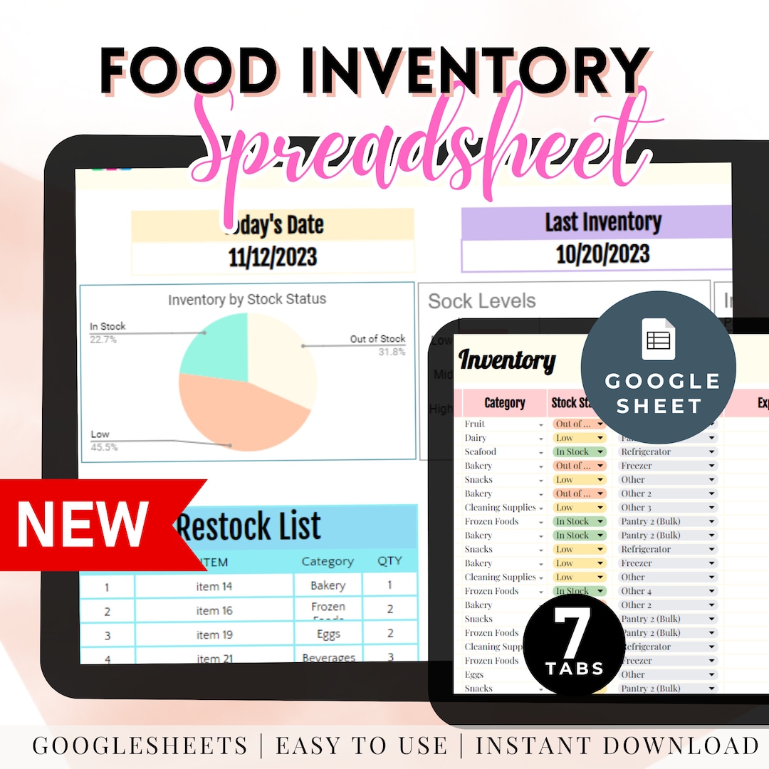 Kitchen Inventory Spreadsheet Template Checklist Grocery List Printable ...