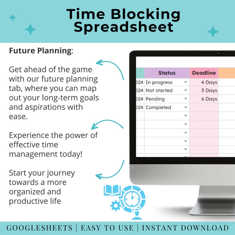 Time Blocking Planner Spreadsheet Time Boxing Daily Schedule Effortless System Management ...