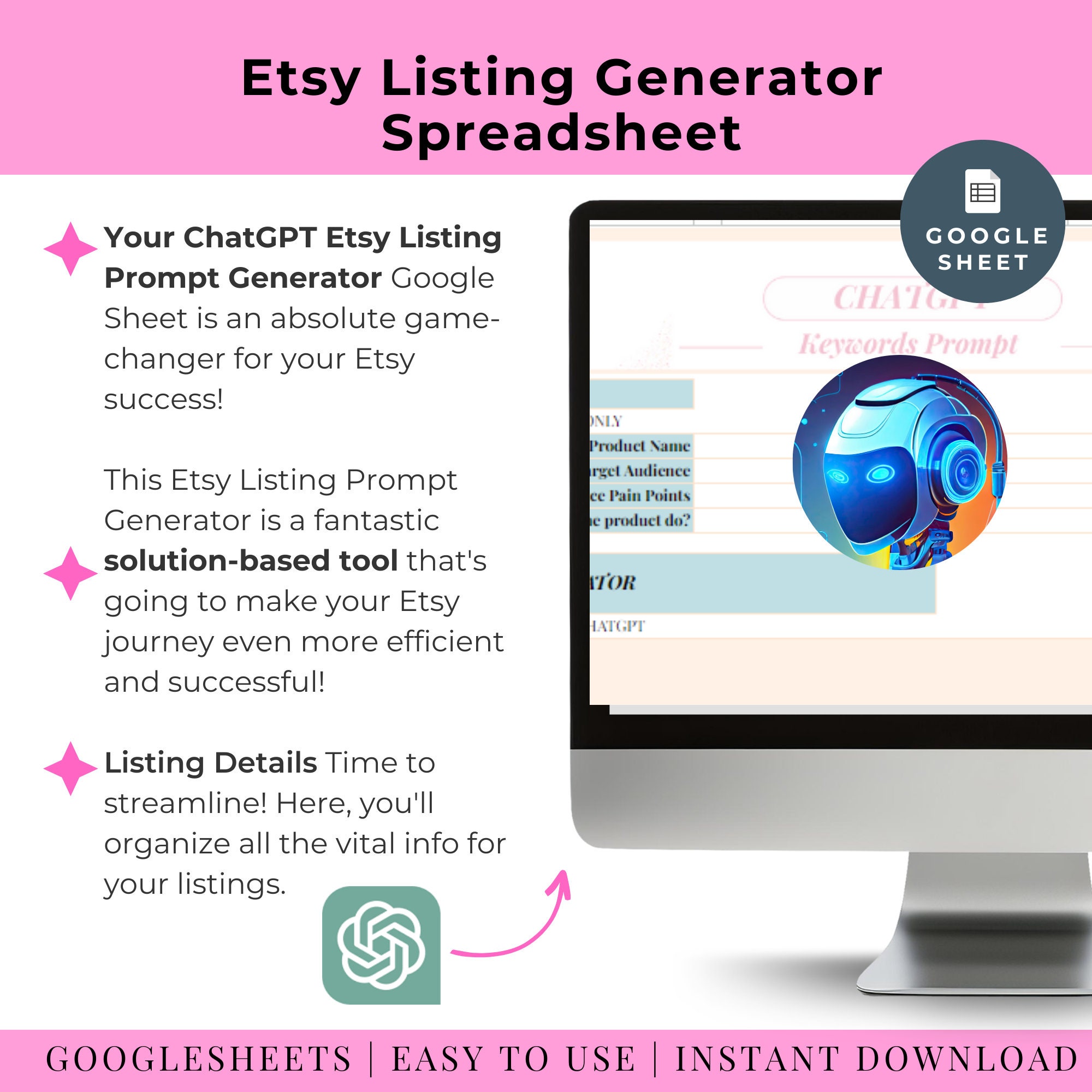 Chat GPT Esty Listing Generator Chatgpt Etsy Generator SEO Listing ...