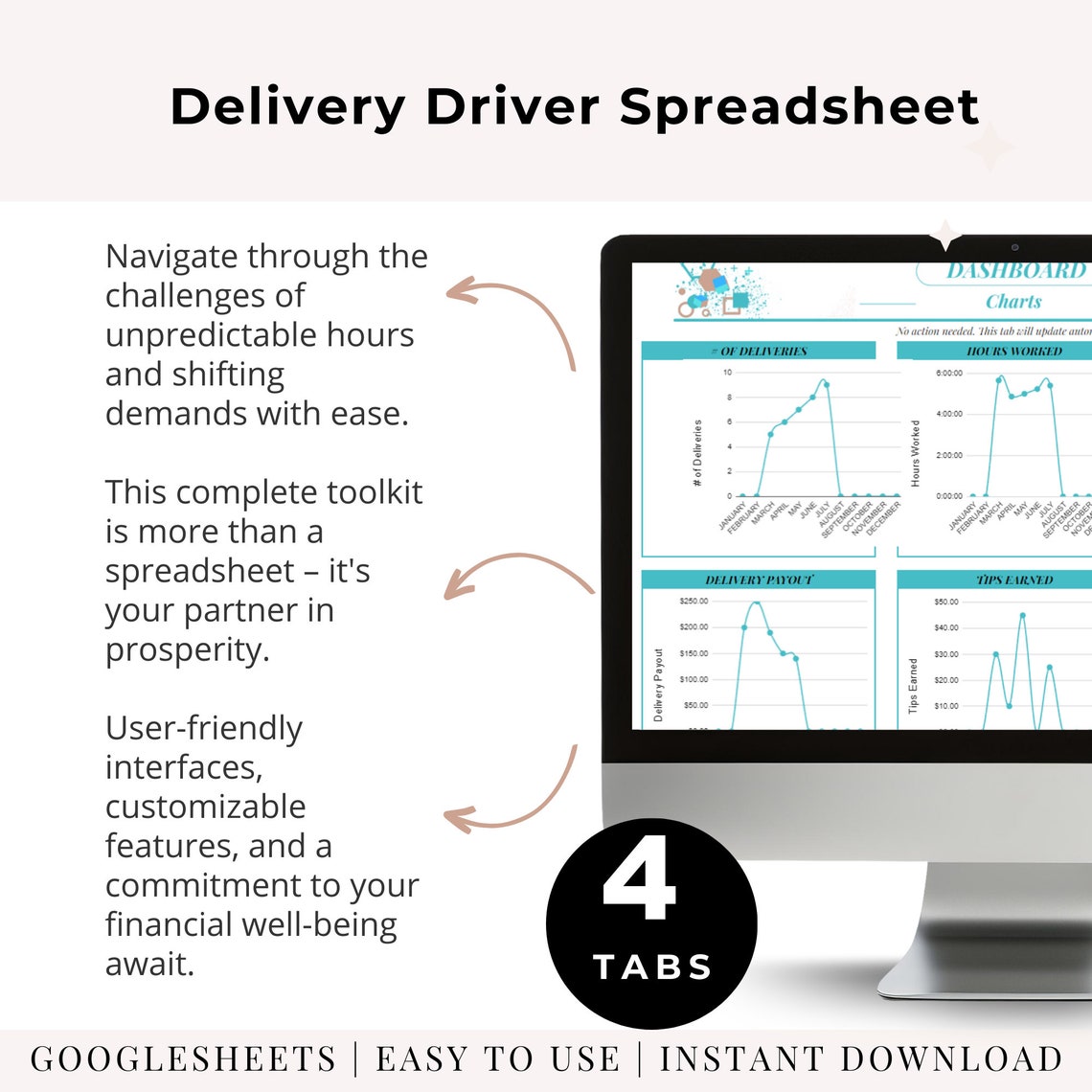 Gig Worker Mileage Tracker Spreadsheet: Delivery Income & Expense Log ...