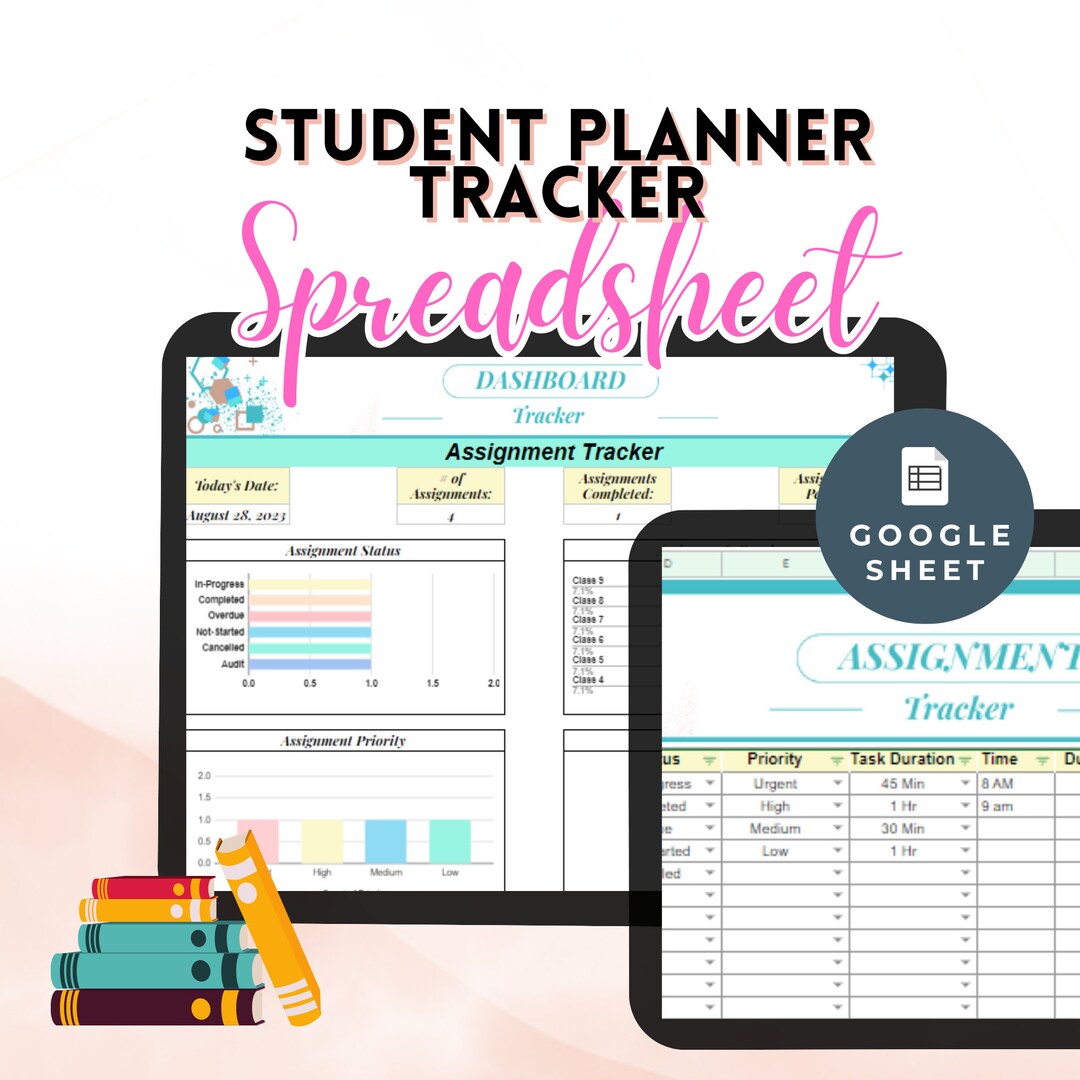 Student Tracker Assignment Planner Google Sheets Spreadsheet Academic ...