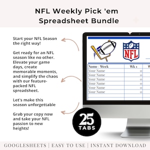 Pro Football Pick'em Pool Google Sheets Template Digital Download - Etsy