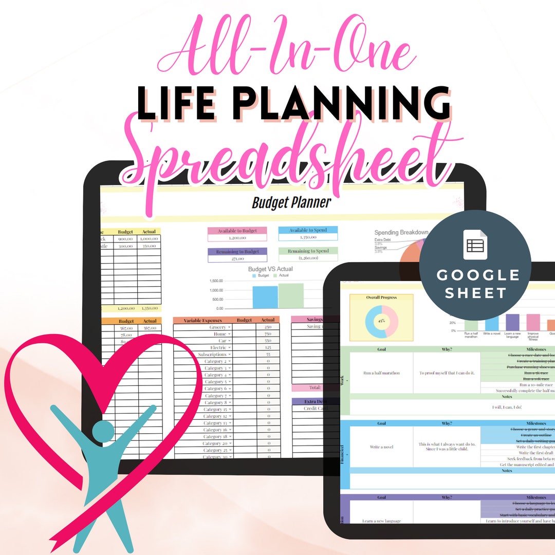 Goals Spreadsheet Life Reset Management Game of Life Planner Annual ...