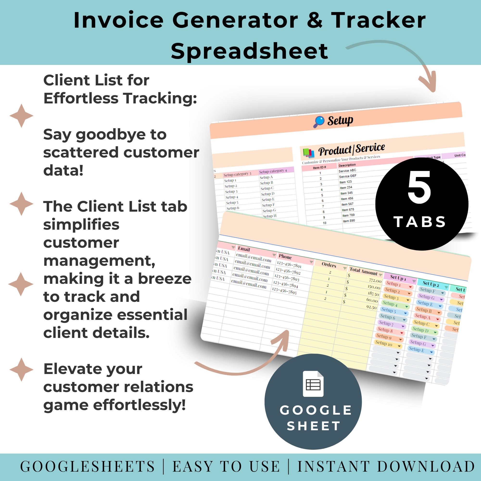 Google Sheets Invoice Generator Tracker Template Automated - Etsy