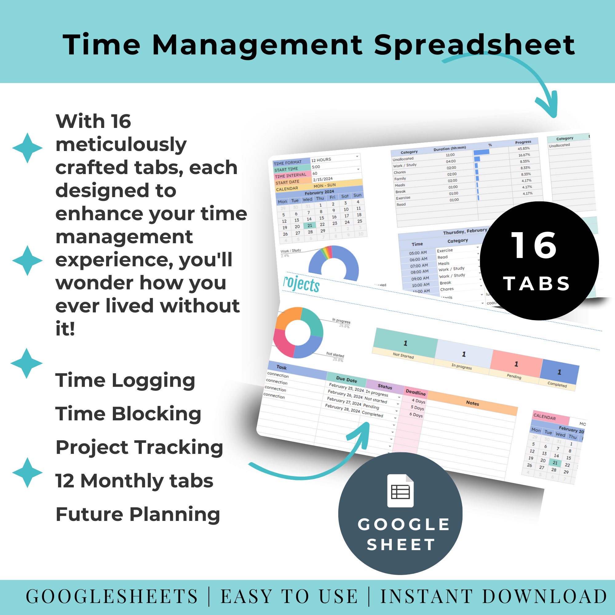 Time Blocking Planner Spreadsheet Time Boxing Daily Schedule Effortless ...
