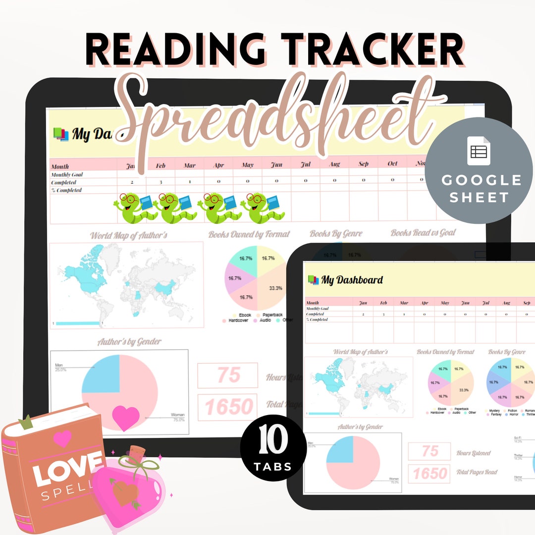 Reading Tracker Spreadsheet Google Sheets Book Reading Spreadsheet Log ...