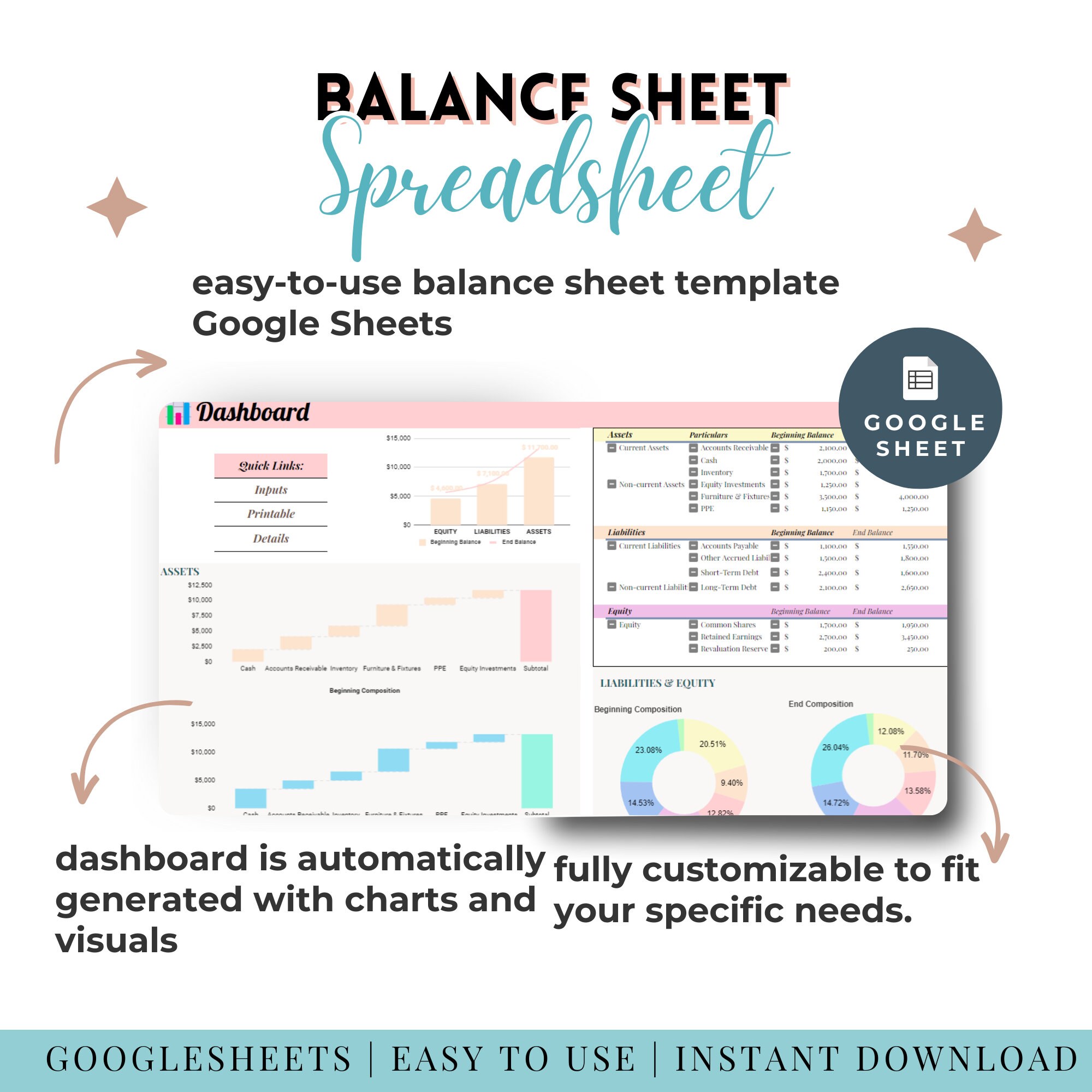 Balance Sheet Template for Google Sheets Statement Accounting Small ...