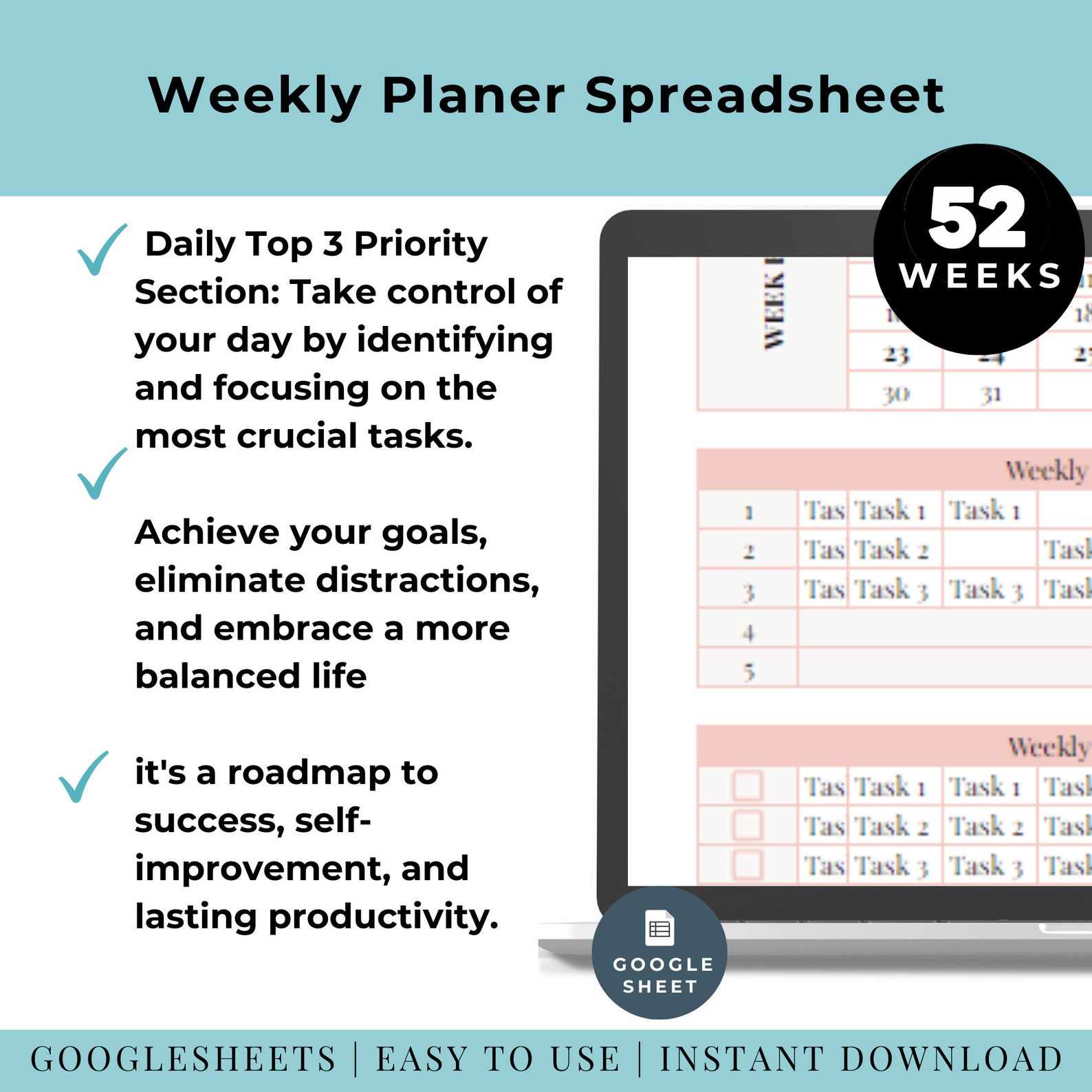 Daily Schedule Template Google Sheets 24 Hour Weekly Planner - Etsy