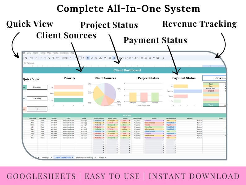 Google Sheets Project Management Dashboard: Client & Task Tracker ...