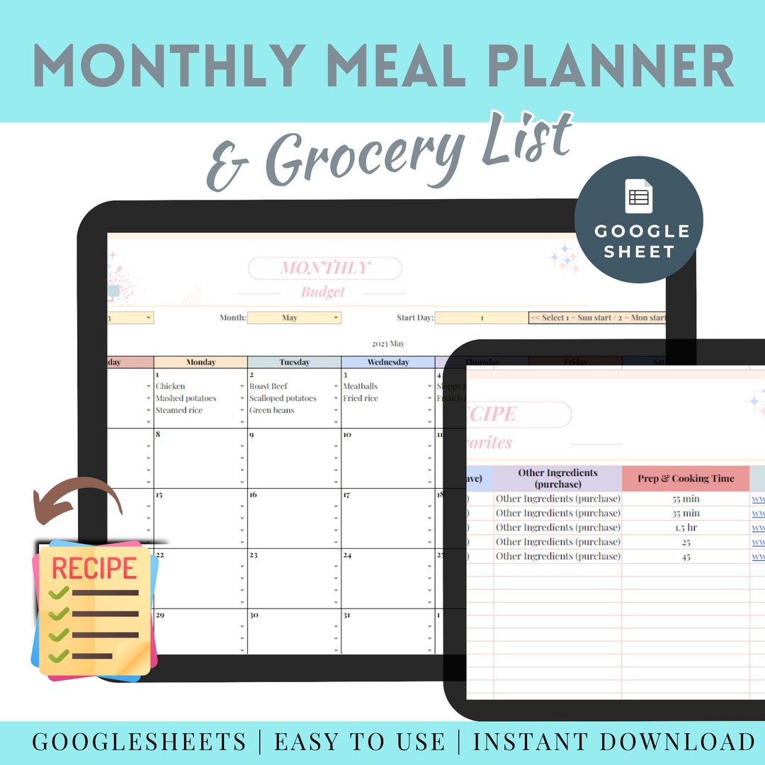 12 Month Meal Planner for Busy Moms Monthly Meal Plan Template Editable ...
