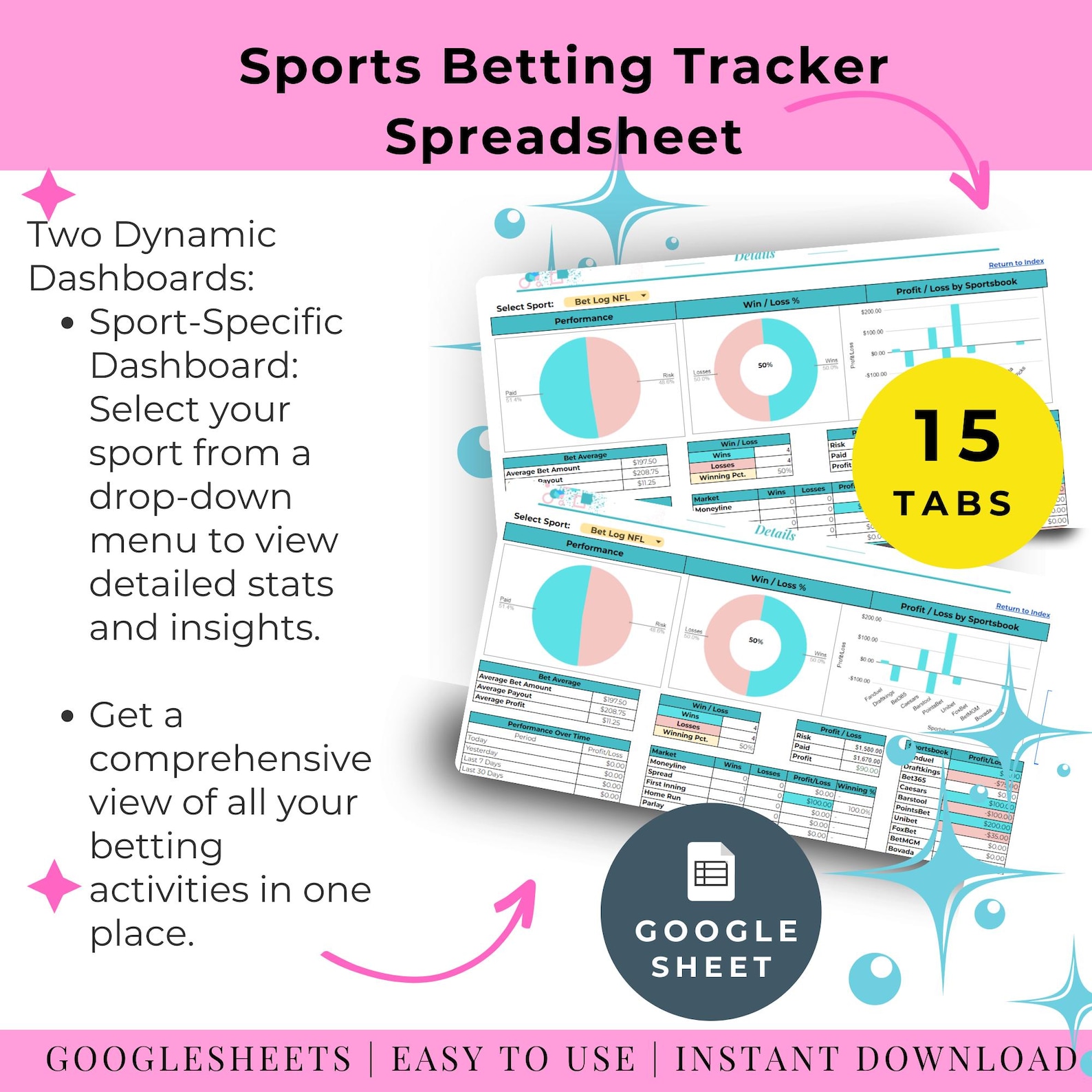 Sports Betting Spreadsheet Google Sheets Dashboard Template Simple Log ...