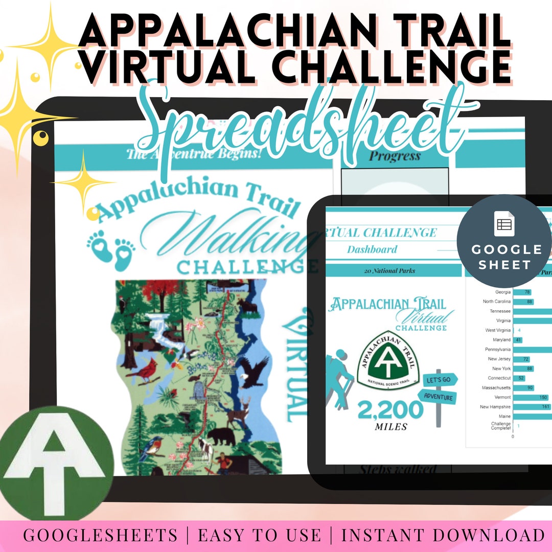 30 Day Walking Challenge Spreadsheet Virtual Appalachian Trail Fitness ...