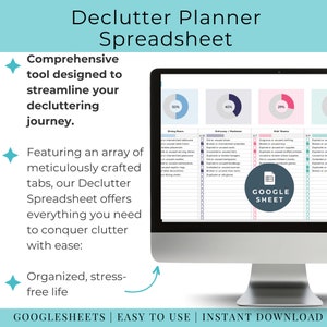 Declutter Planner Guide Spreadsheet Google Sheets Decluttering ...