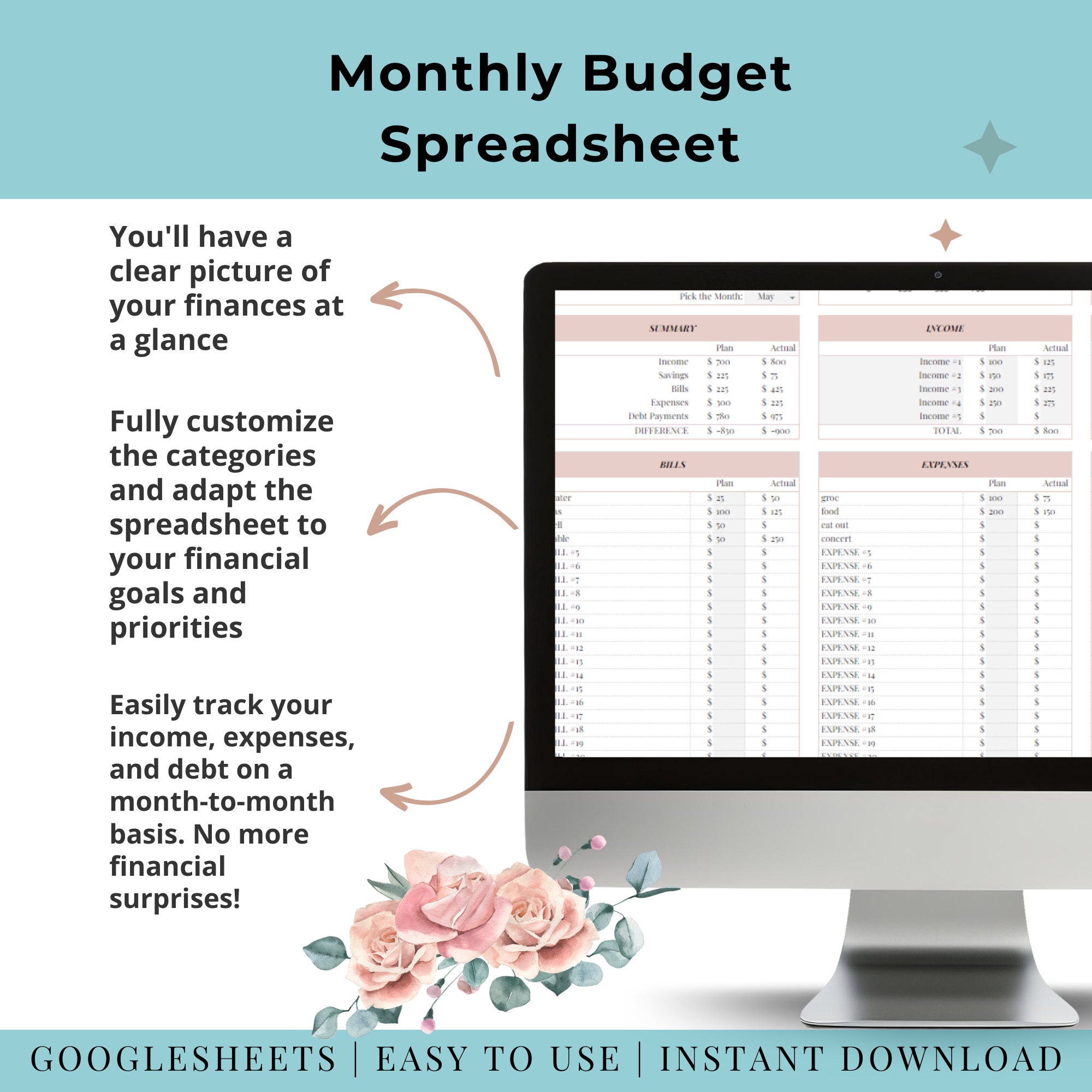 Personal Month Budget Template Simple Monthly Budget Template Google ...