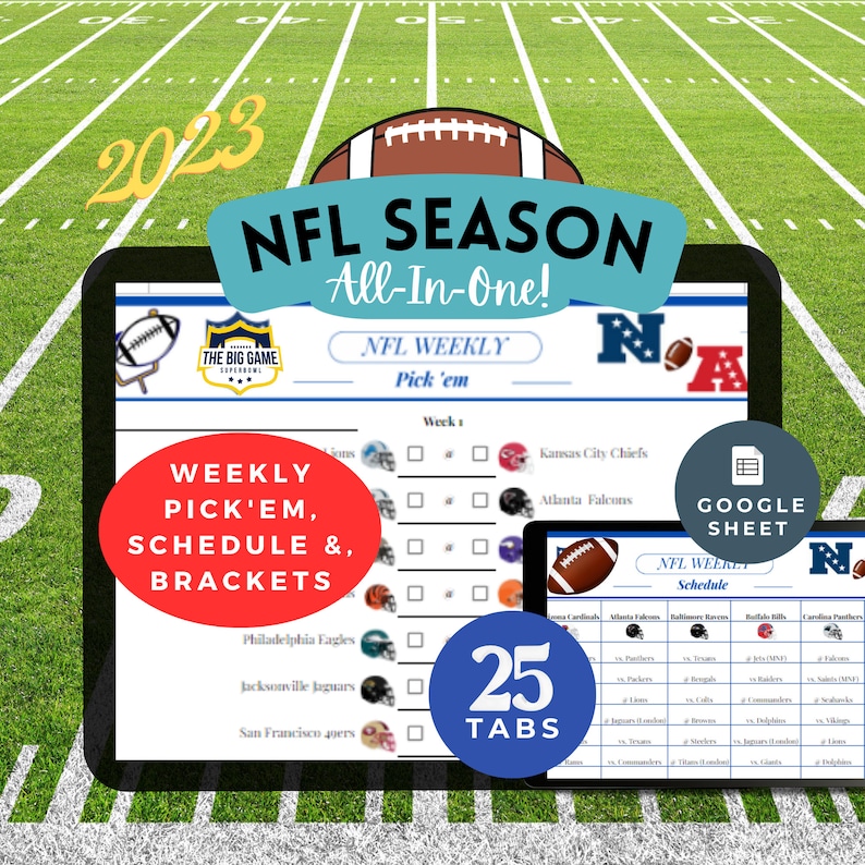 NFL 2023 Schedule Spreadsheet Game Tracker Planner Complete - Etsy