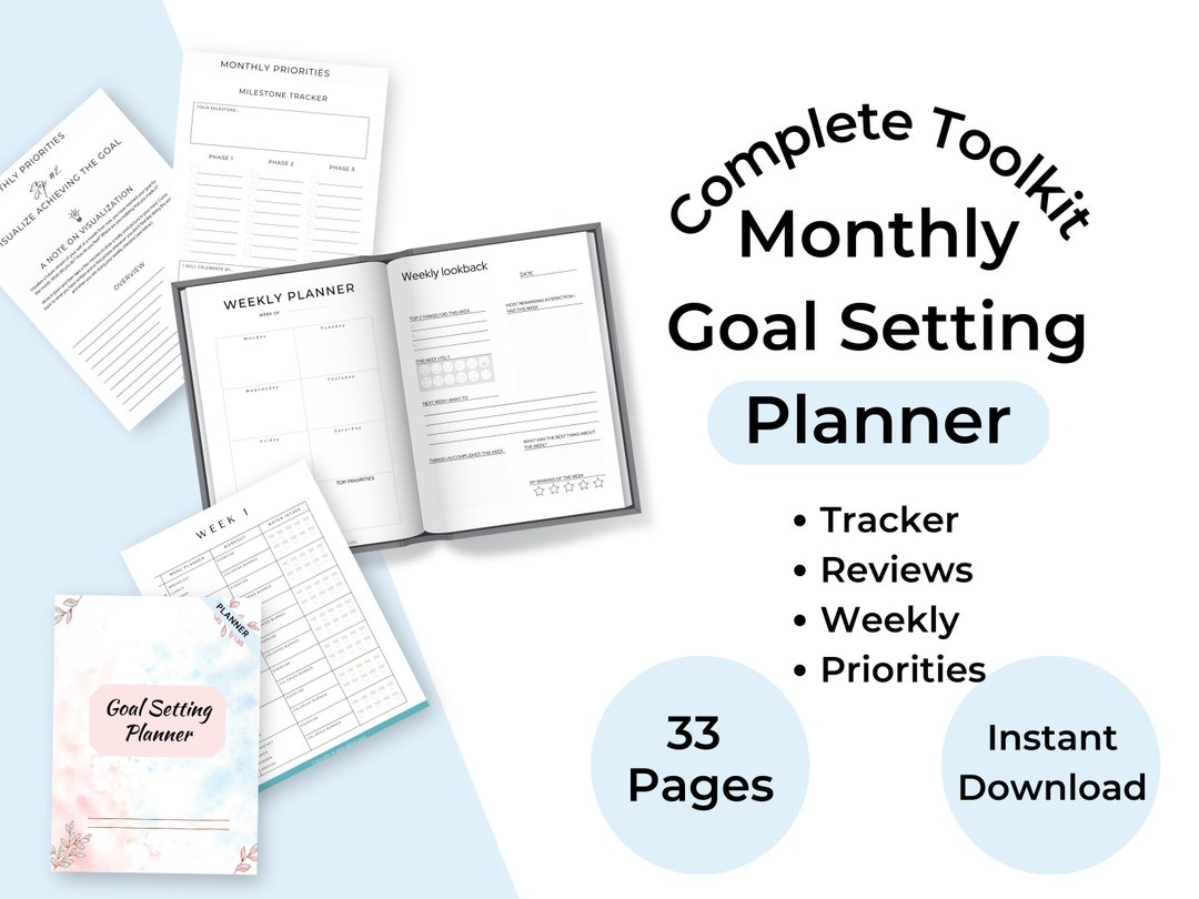 Monthly Goal Setting Planner: Weekly Productivity Tracker (printable ...