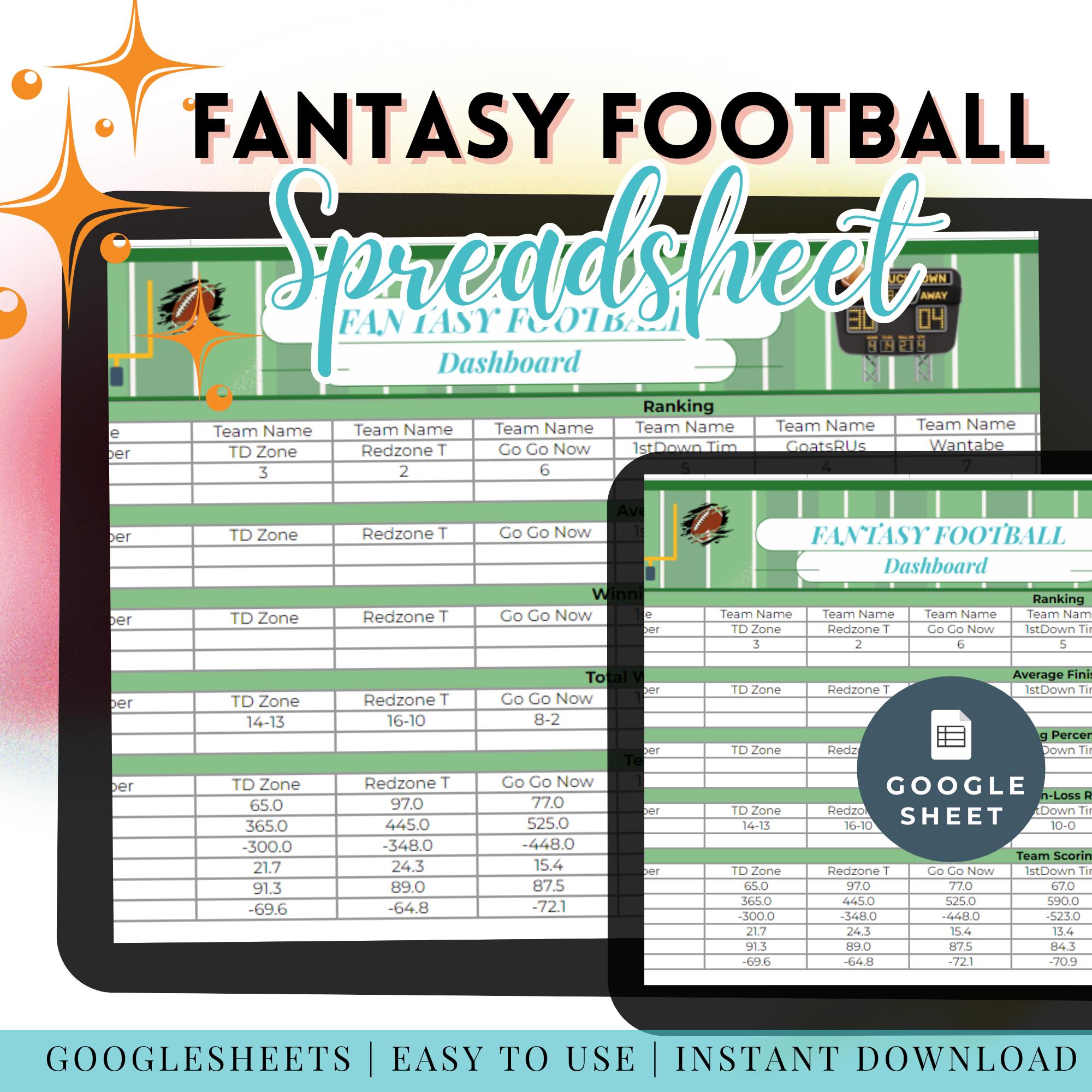 Fantasy Football Spreadsheet Tracker Google Sheets Teams League Score ...
