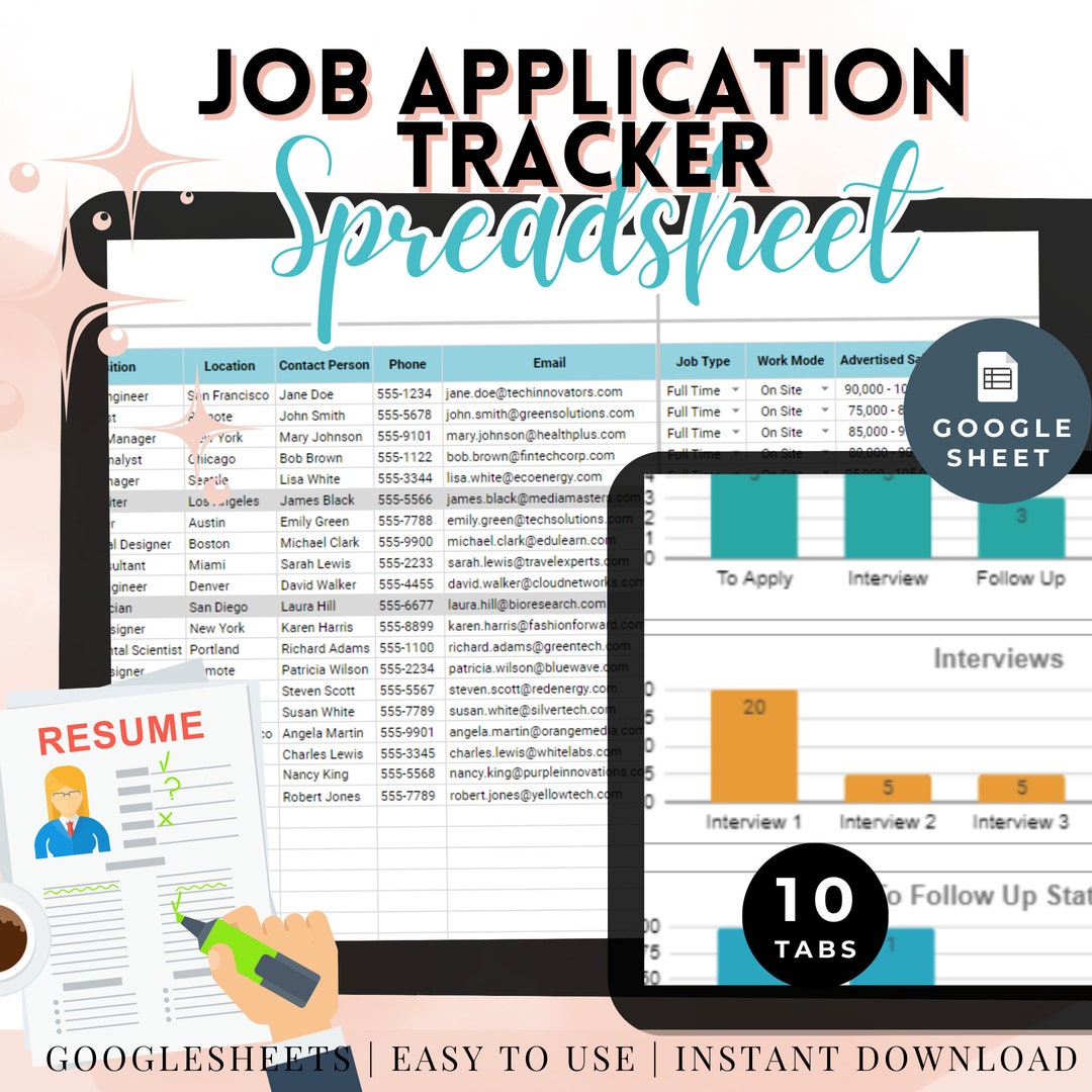 Ultimate Job Tracker Template Google Sheets Organized Job Search ...