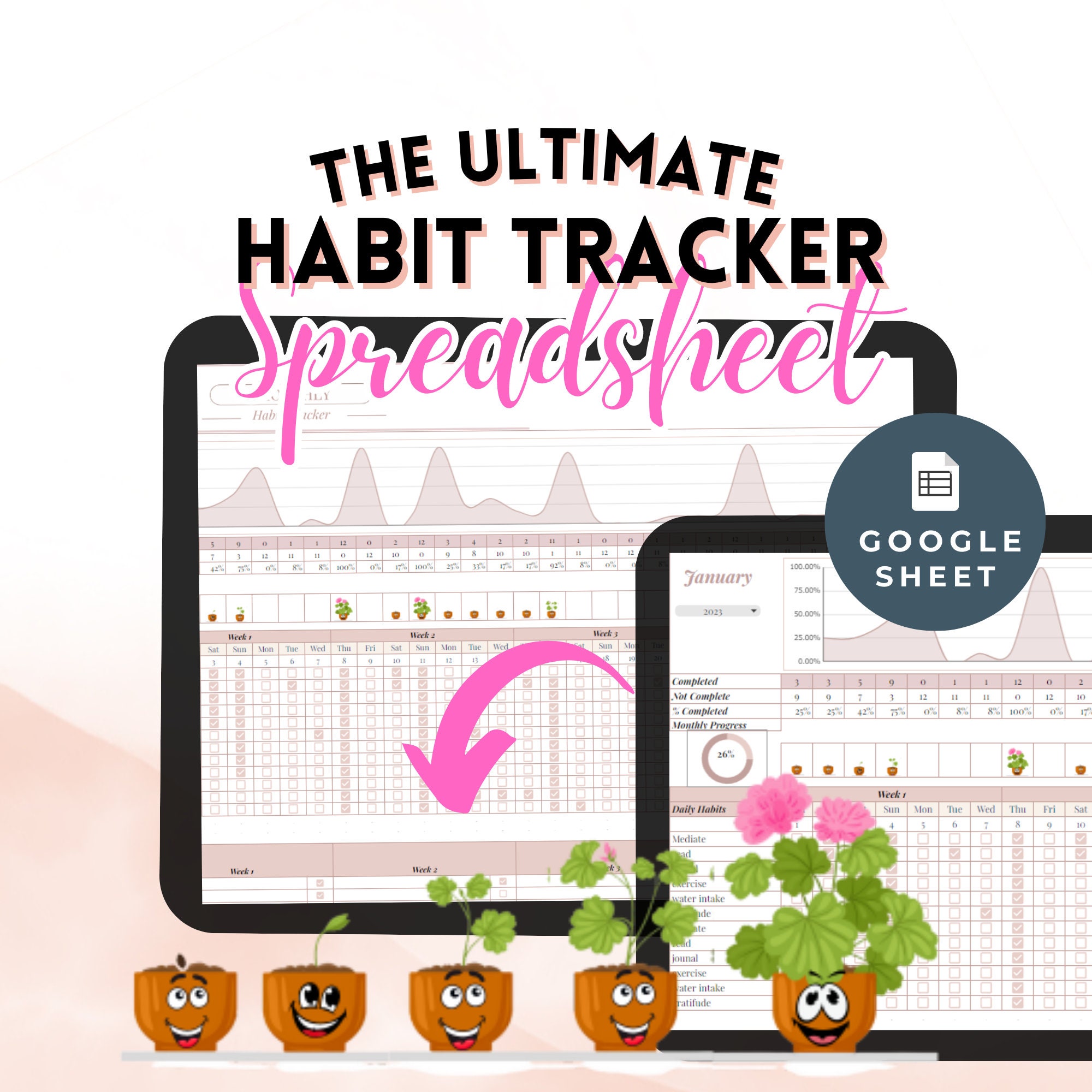 Daily Habit Tracker Spreadsheet Wheel of Life Worksheet - Etsy
