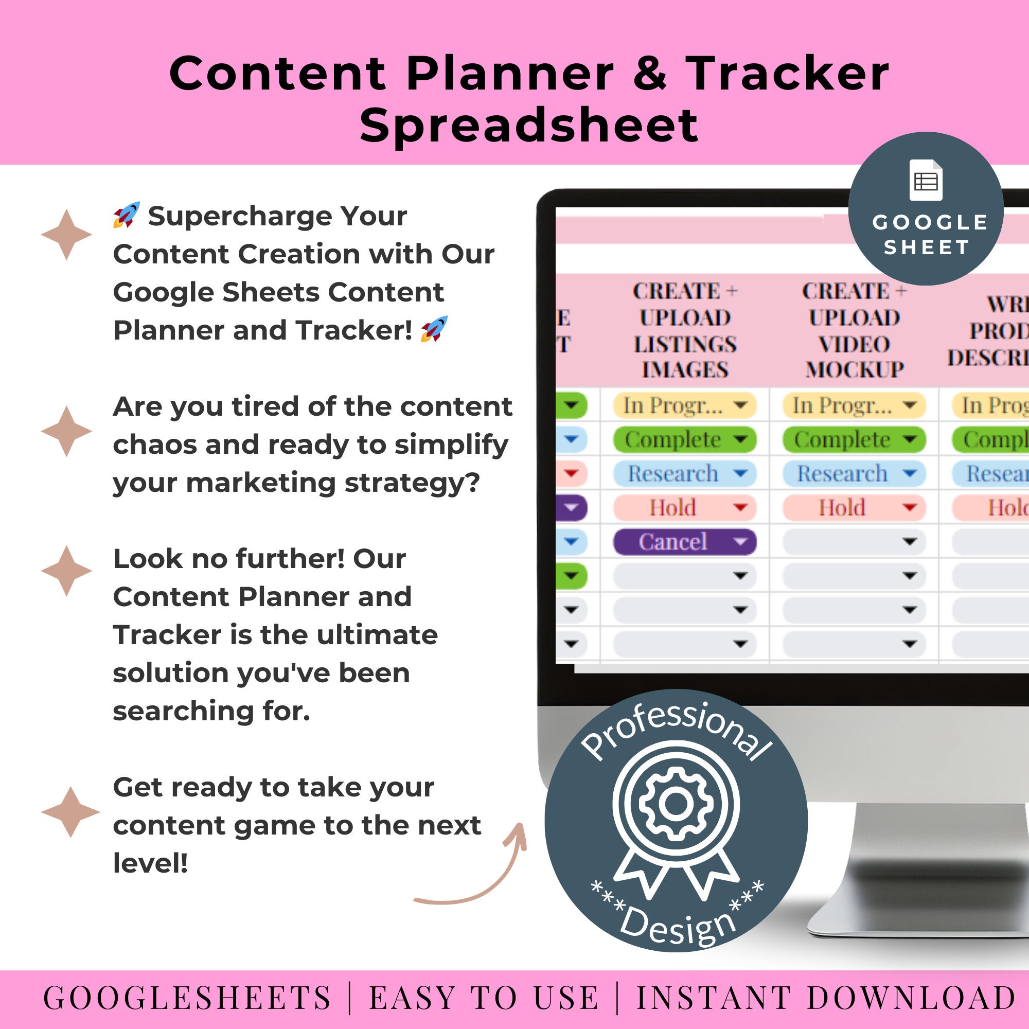 Content Calendar Planner Tracker Social Media Business Marketing ...