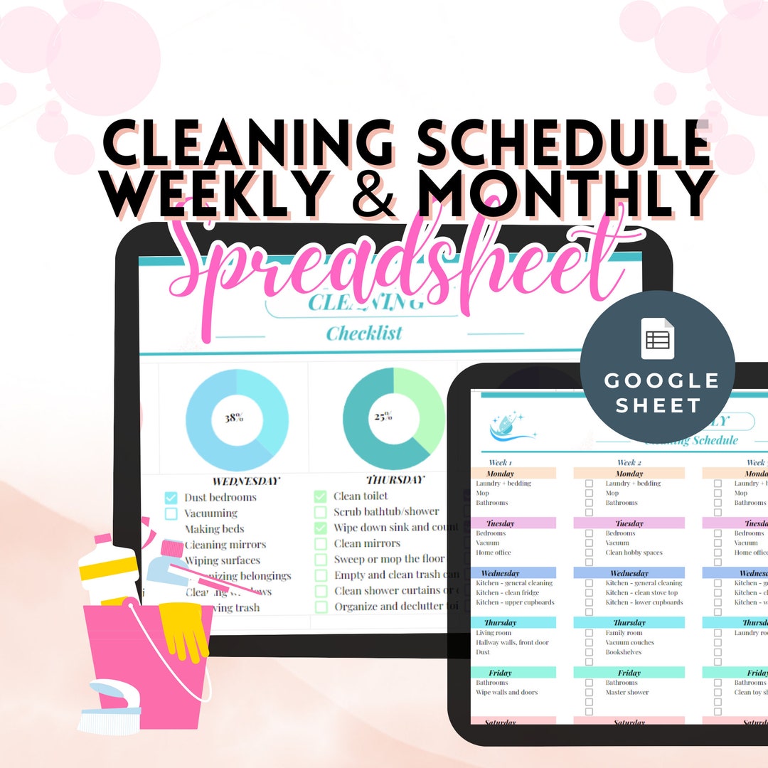 Cleaning Checklist Planner Print Schedule Daily Weekly Monthly ADHD ...