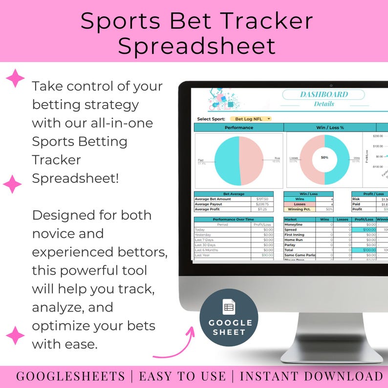 Sports Betting Spreadsheet Google Sheets Dashboard Template Simple Log ...