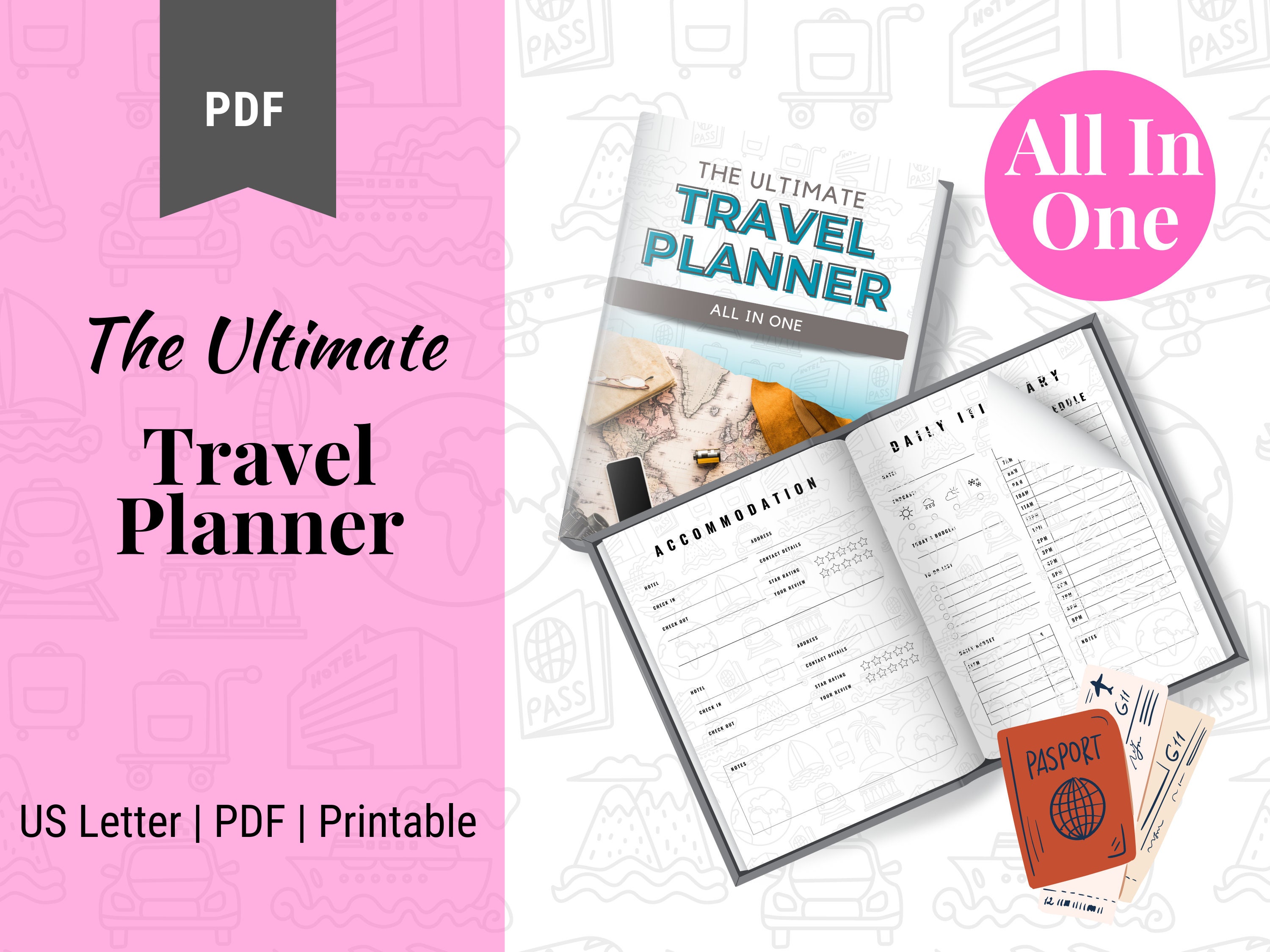 The Ultimate Travel Planner Template PDF Printable Vacation Planner ...