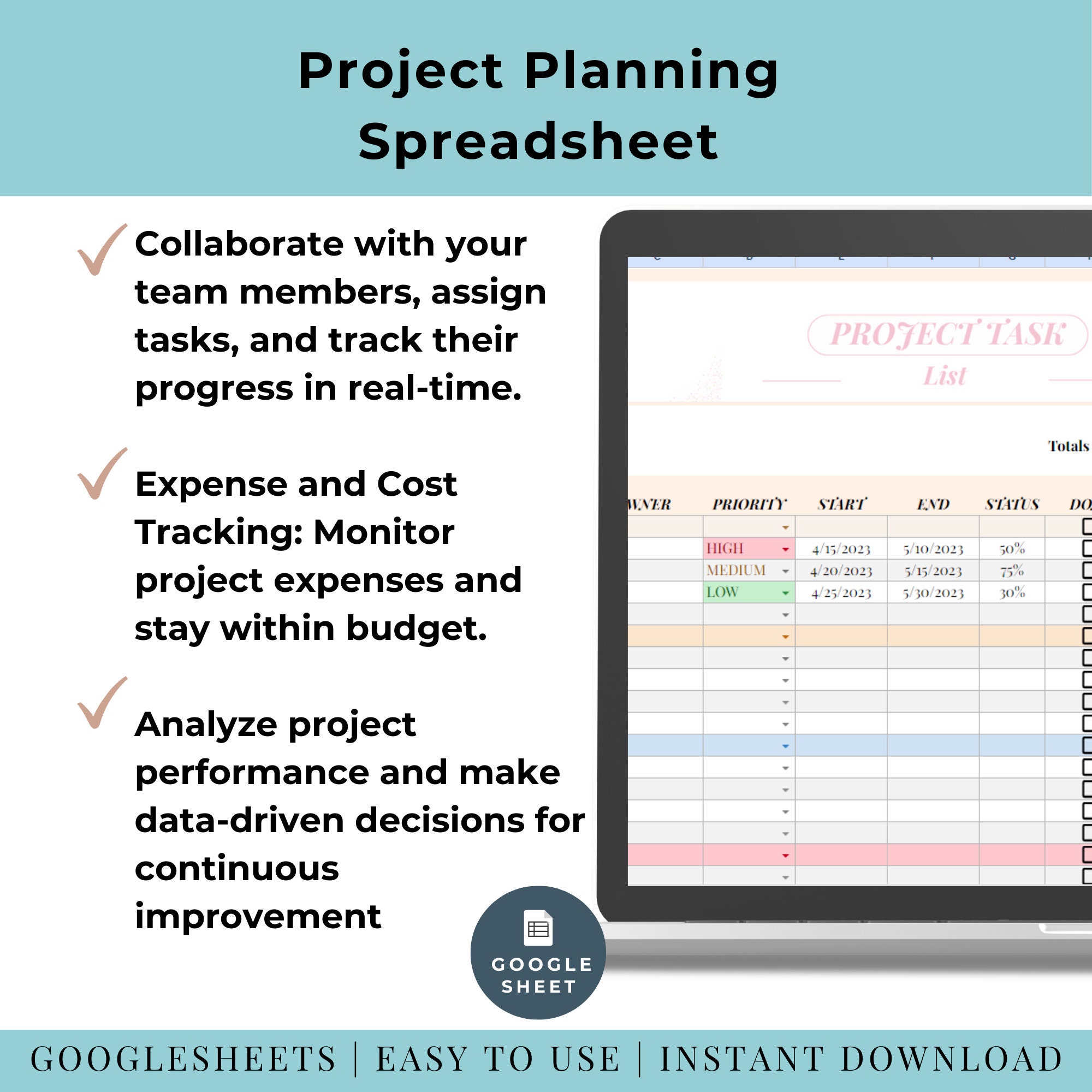 Project Planner Template Google Sheets Tracker Project Managementto Do ...