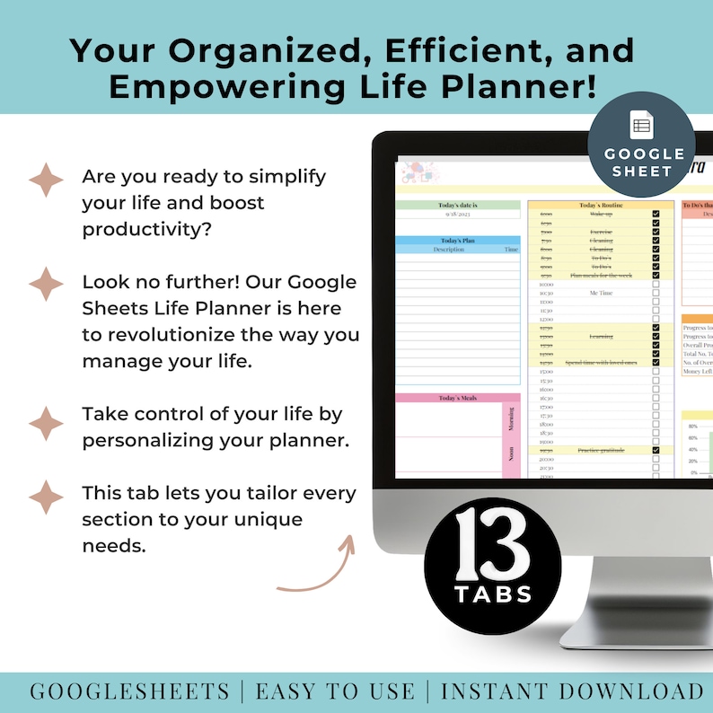 All-in-one Life Planner Spreadsheet: Weekly, Habit & Goal Tracking ...