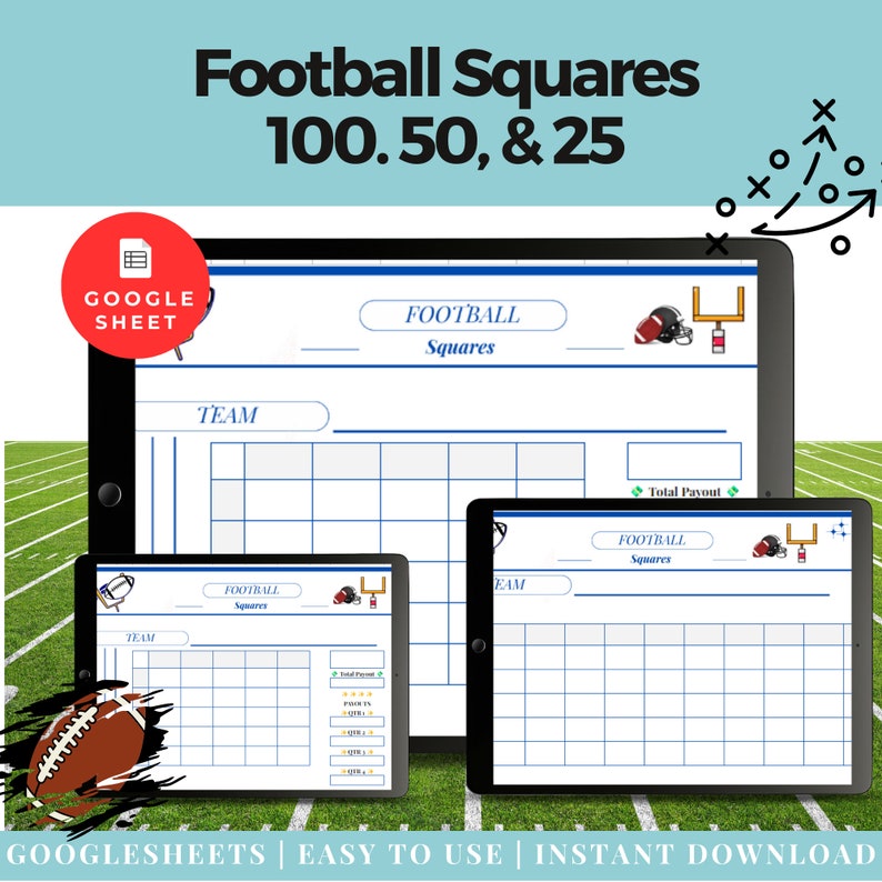 Football Squares Printable Spreadsheet Football Squares Editable ...