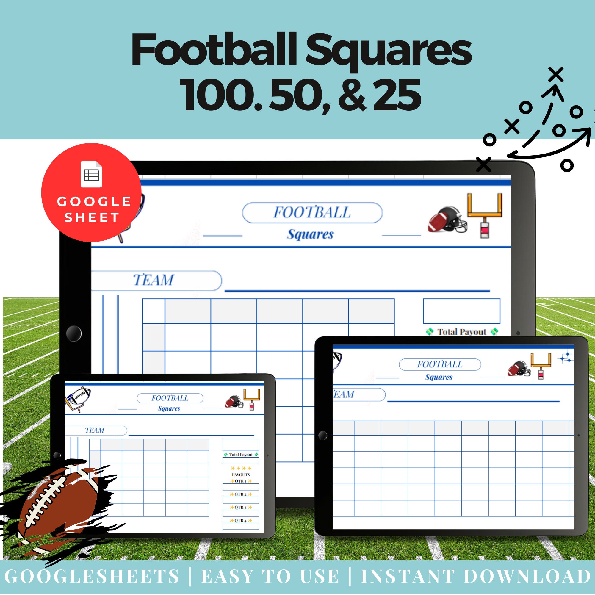 Football Squares Printable Spreadsheet Football Squares Editable ...