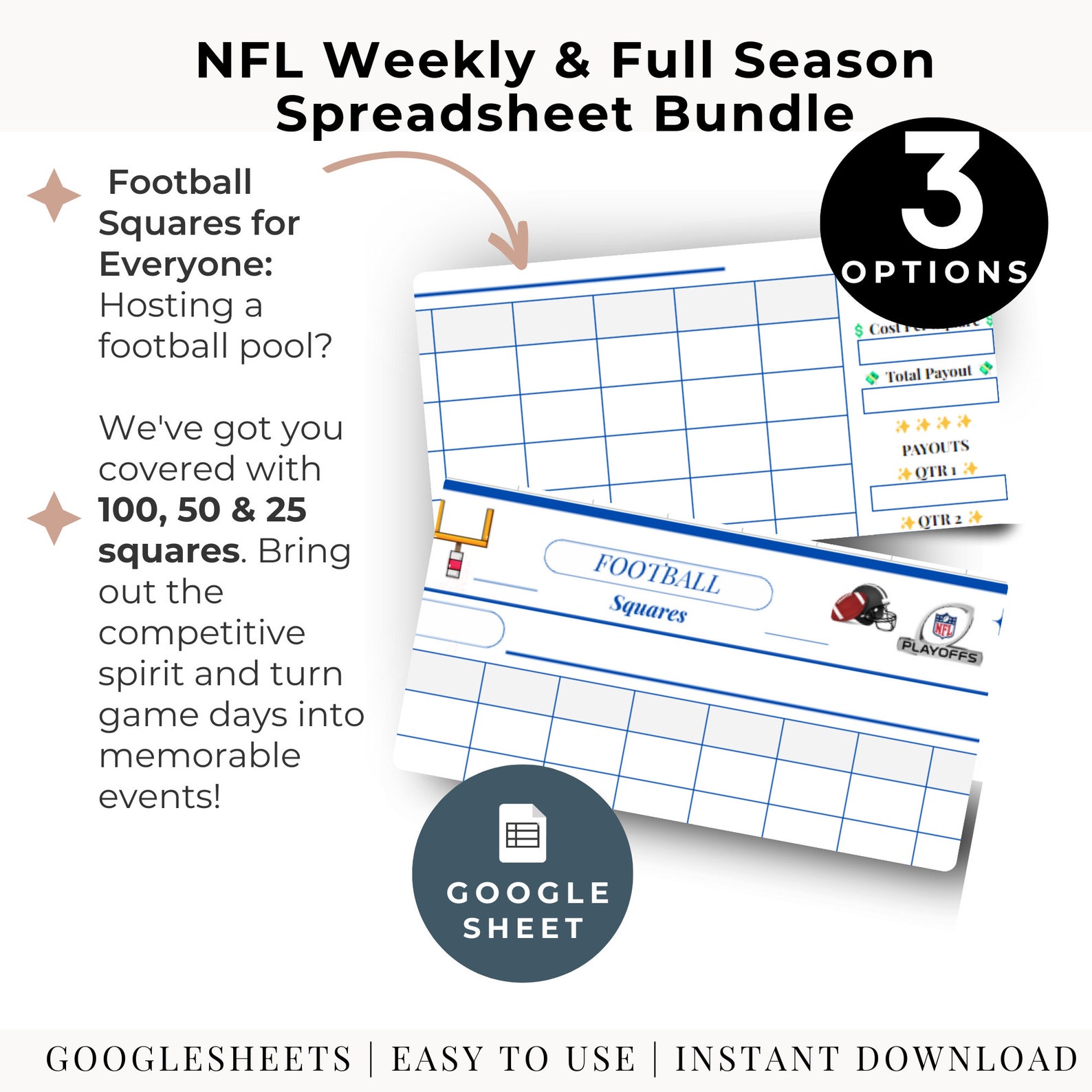 100 Football Squares Board Football Pool Squares Printable Football ...