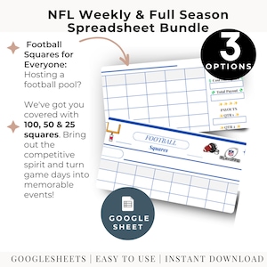 Football Squares Pool Board Template (digital Download) - Etsy