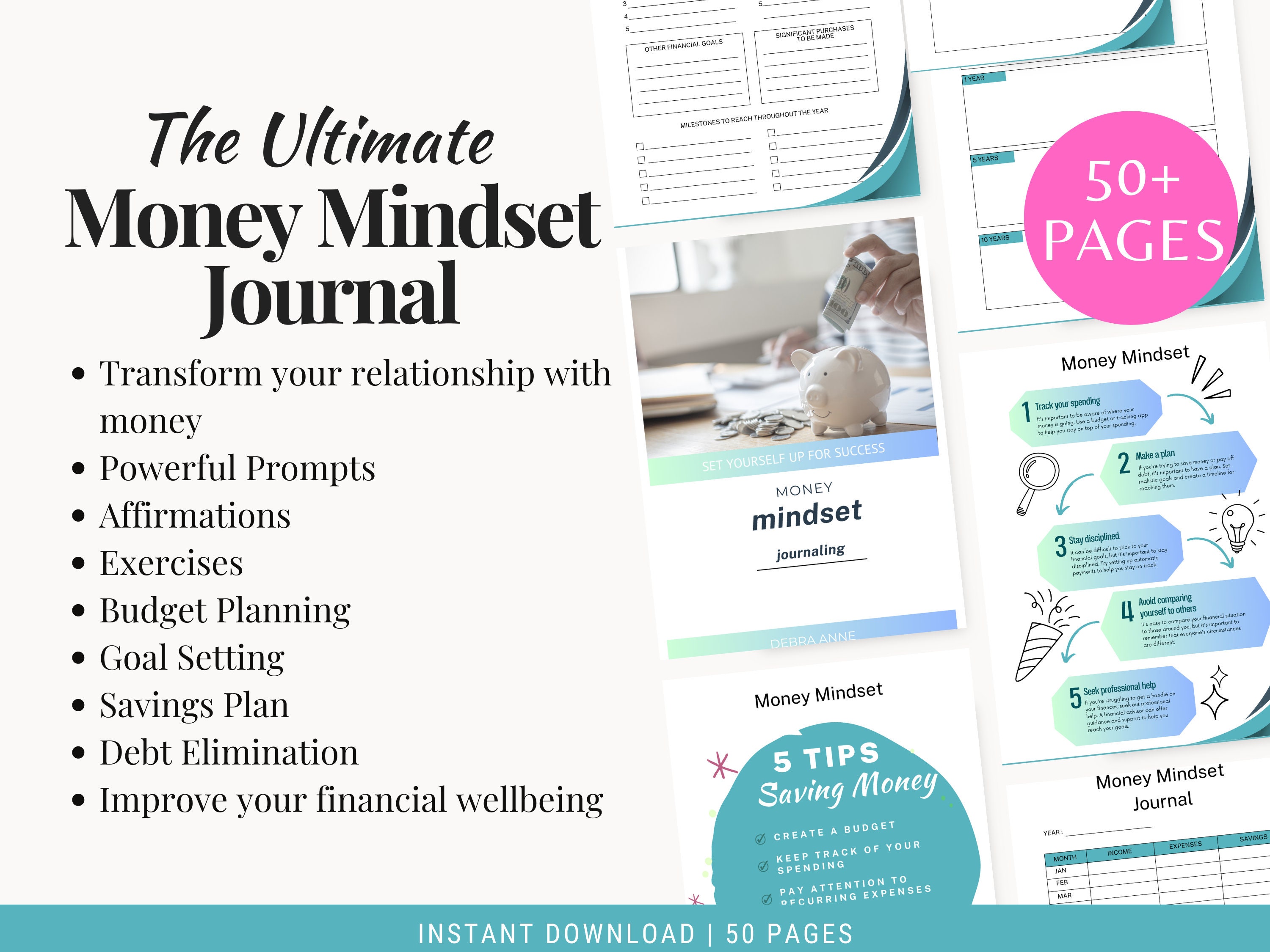 The Money Mindset Journal Printable Financial Abundance Budget ...