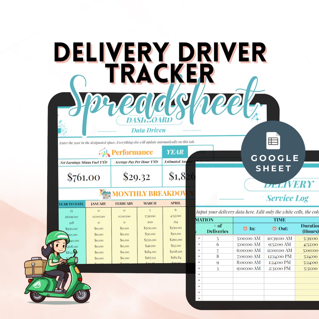 Delivery Driver Income Tracker: Google Sheets Spreadsheet (digital ...