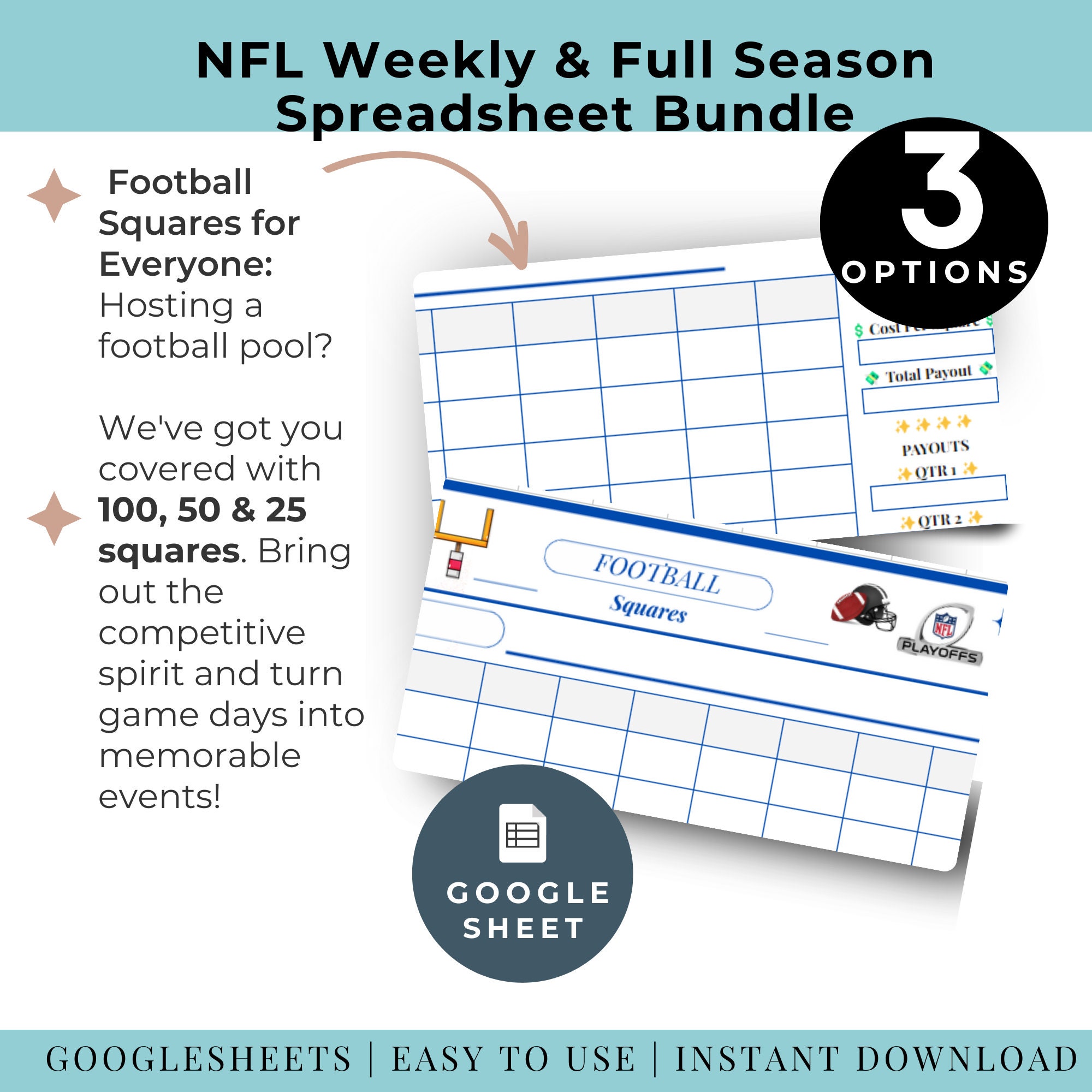 Football Squares Printable Spreadsheet Football Squares Editable ...