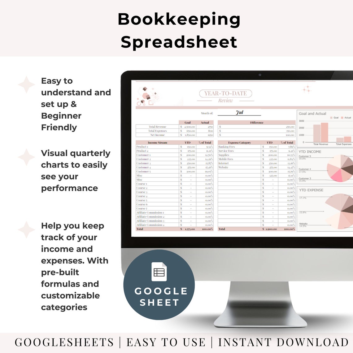 Business Ledger Template Google Sheets Small Business Bookkeeping ...