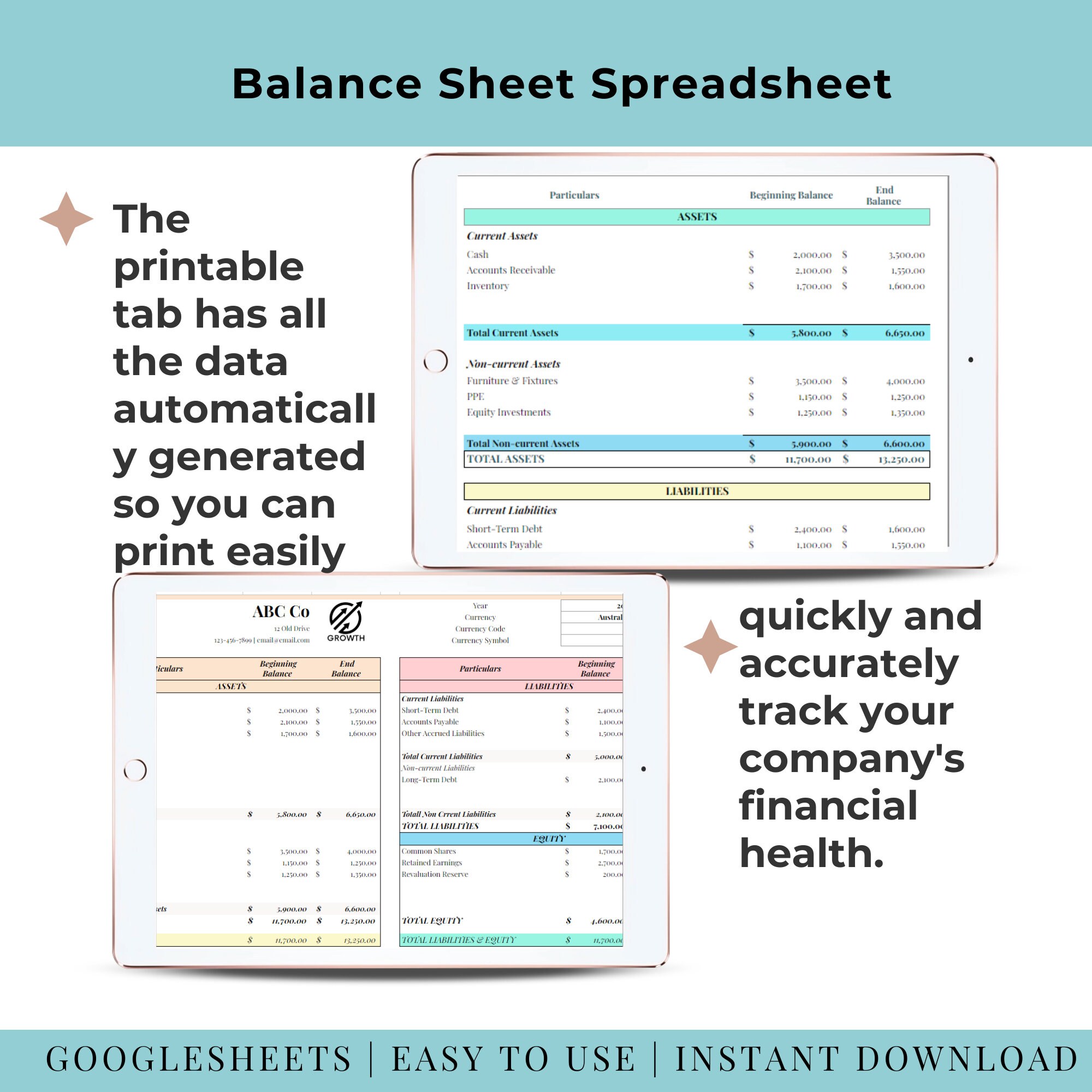 Balance Sheet Template for Google Sheets Statement Accounting Small ...