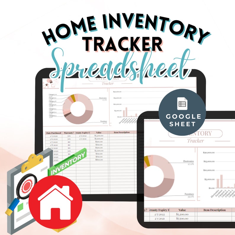 Google Sheets Home Inventory Template Tracker Editable Printable ...