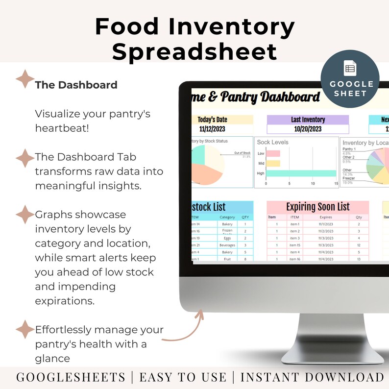 Food Inventory Template Google Sheet Checklist Tracker Spreadsheet ...