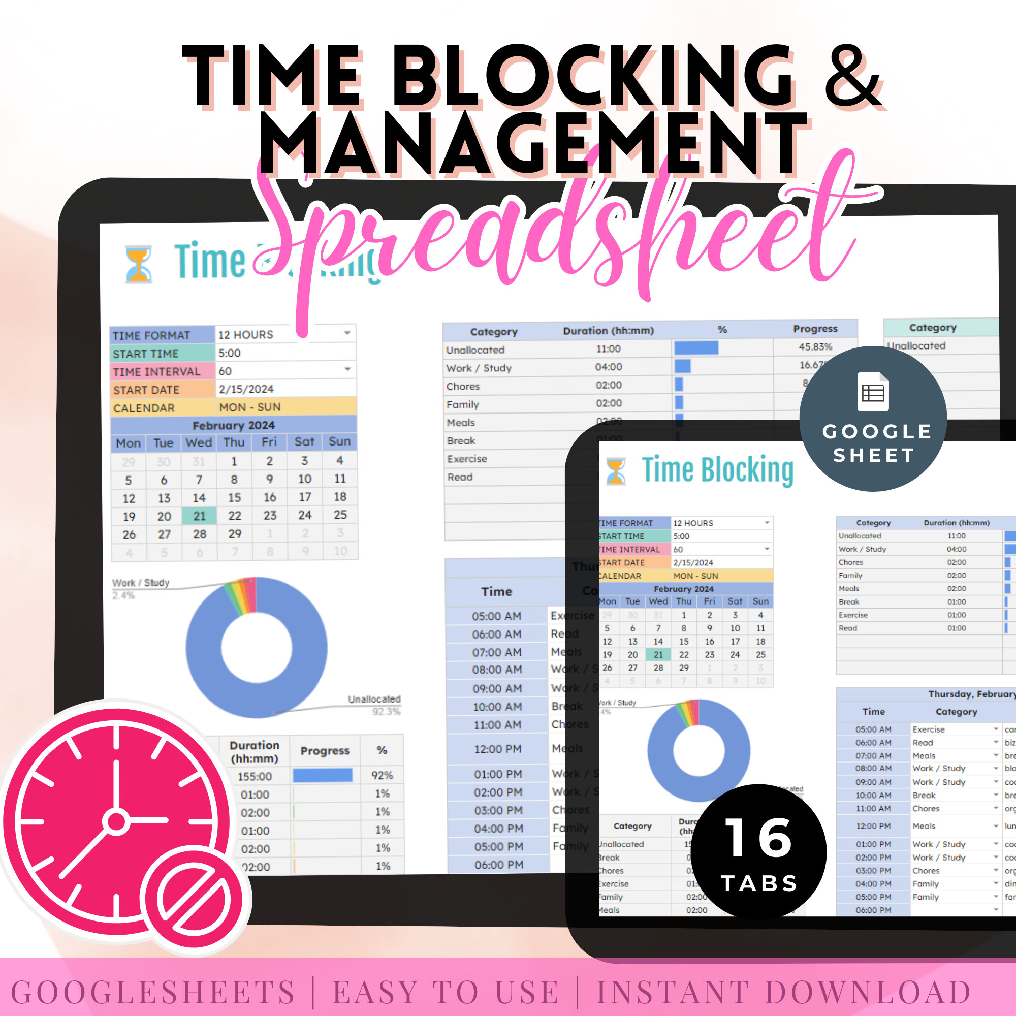 Google Sheets Time Management Template for Professionals Best Time ...