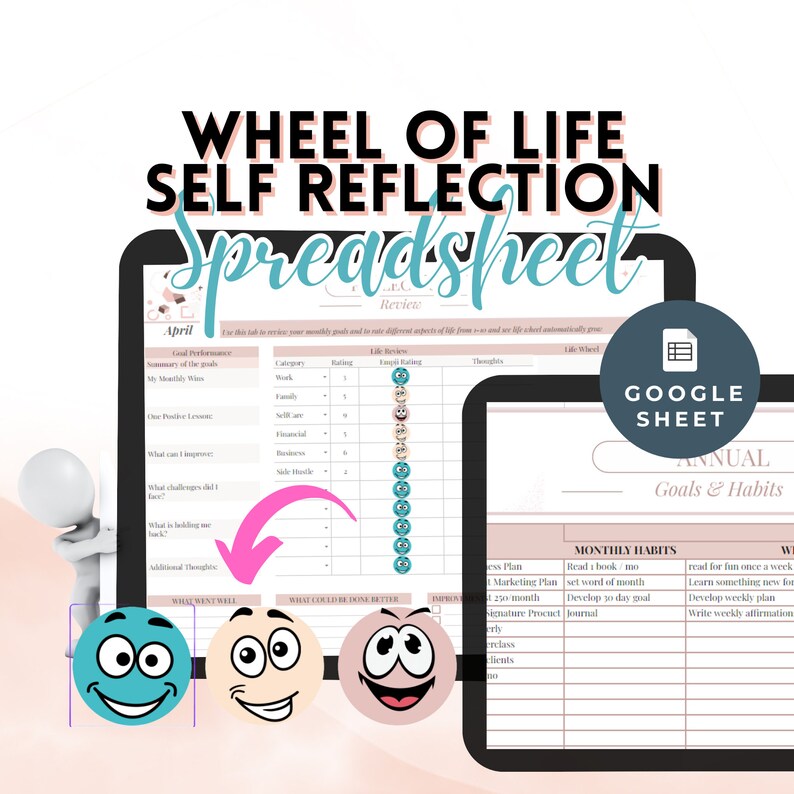 Wheel of Life Template Tracker Self Reflection Worksheet Google Sheet ...