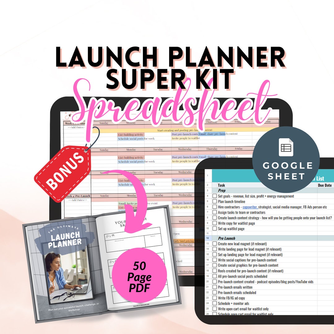 Course Launch Planner: Google Sheet & Printable Guide (digital Download ...
