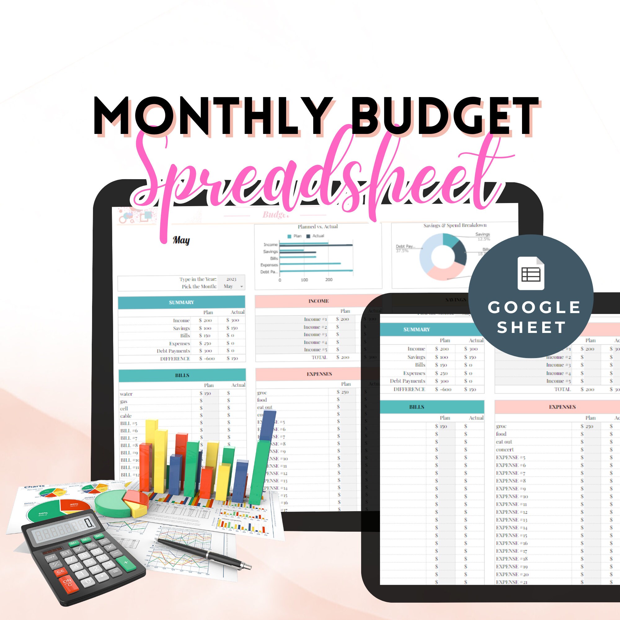 Couples Monthly Budget Template Google Sheets Breakdown Spreadsheet ...