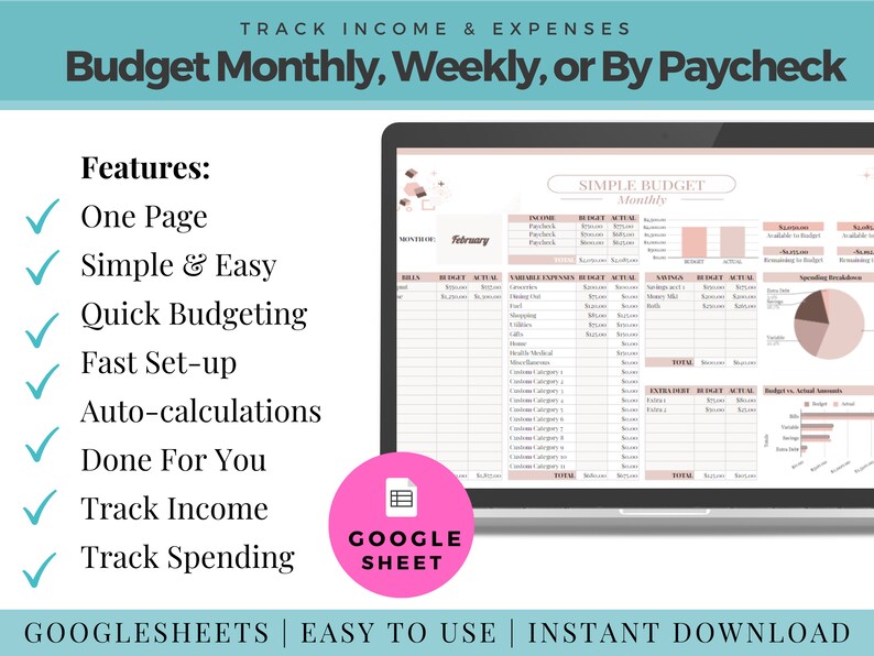 Beginner Friendly Simple Monthly Budget Google Sheets Template ...