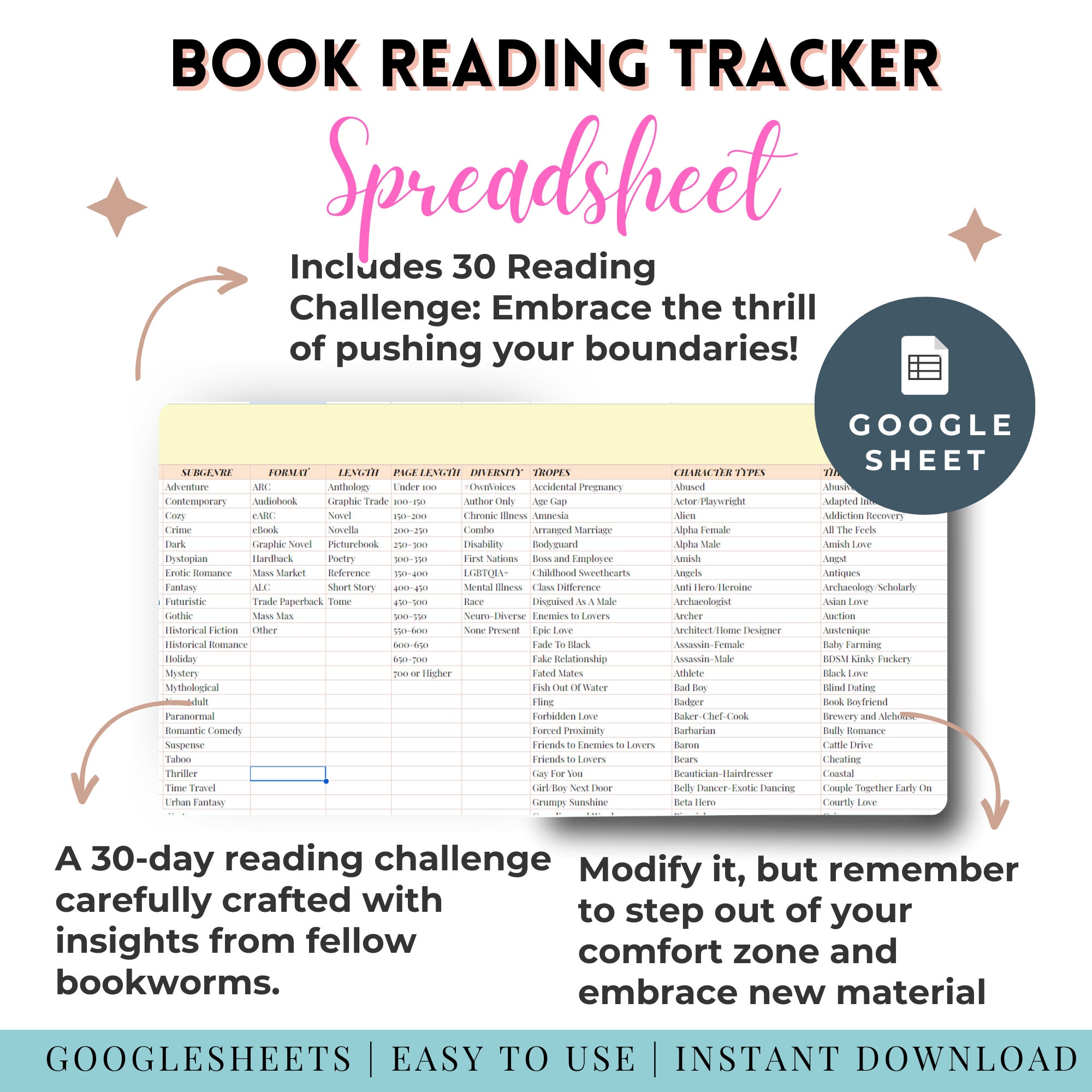 Reading Tracker Spreadsheet for Google Sheets (digital Download) - Etsy